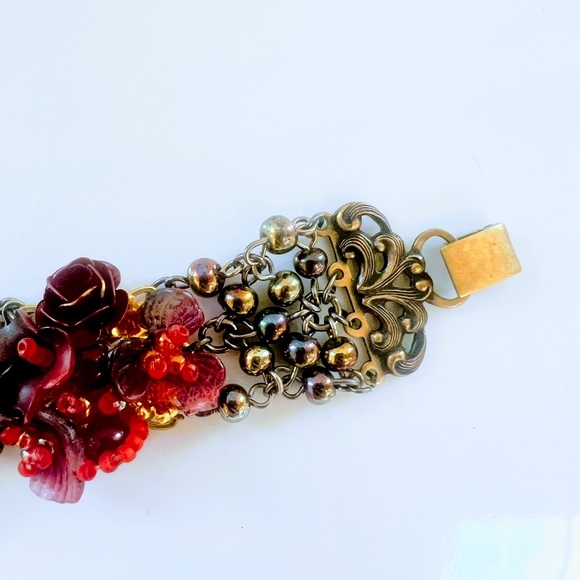 Vintage Jewelry Colleen Toland Roses Are Red Hand Beaded Full Set Miriam Haskell Style Evc